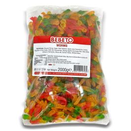 Bebeto Jelly Worms 2kg - Wholesale Sweets - Bulk Sweets - Halal Sweets ...