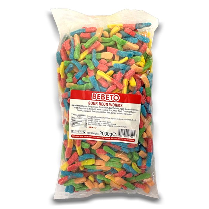 Bebeto Fizzy Worms 2kg - Wholesale Sweets - Bulk Sweets - Halal Sweets ...