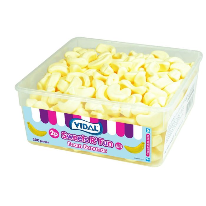 Foam Bananas Tub x 300 - Wholesale Sweets - Bulk Sweets - Sweet Tubs